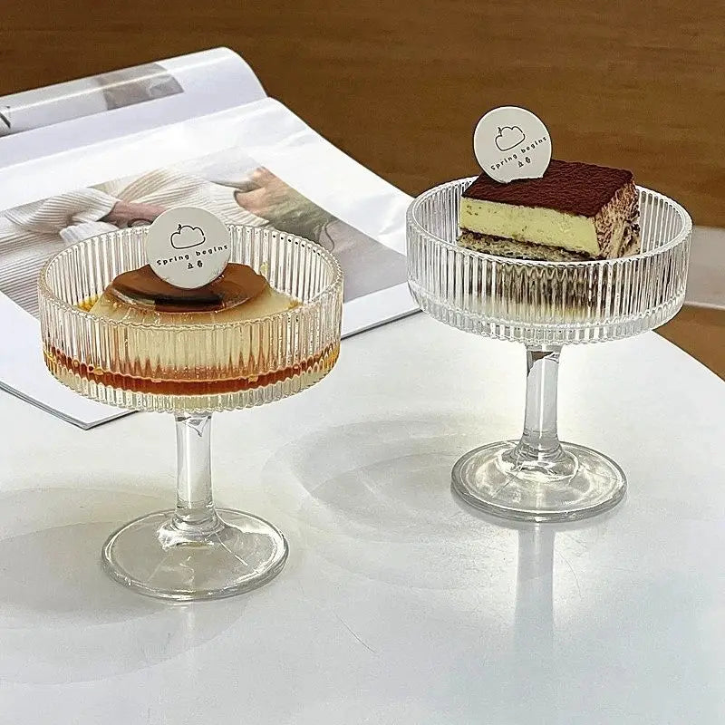 Vertical Ribbed Dessert Glass | 4.3 x 4 in 200ml | Elegant Multi-Use G ...